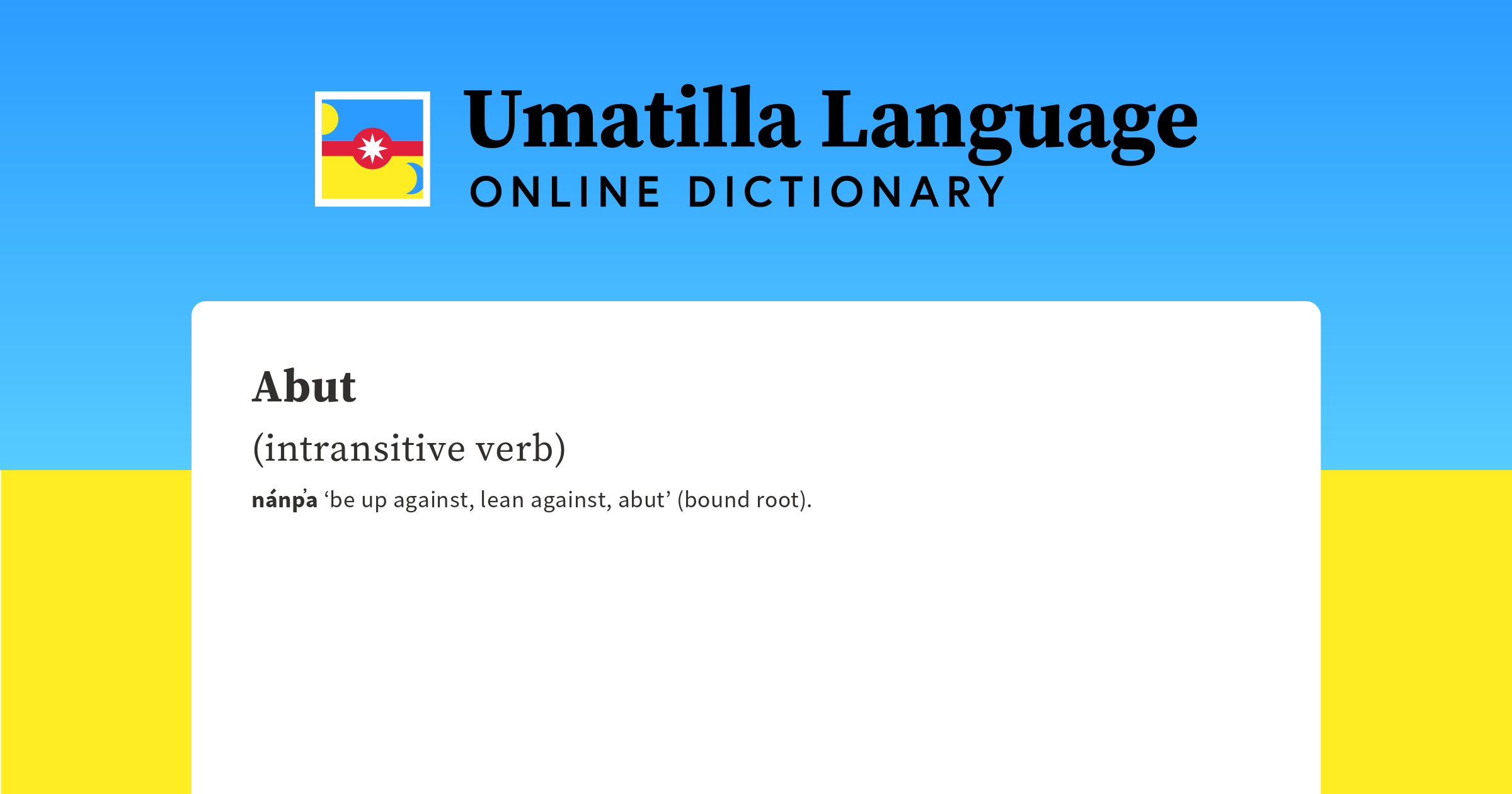 Abut – Umatilla Language Online Dictionary