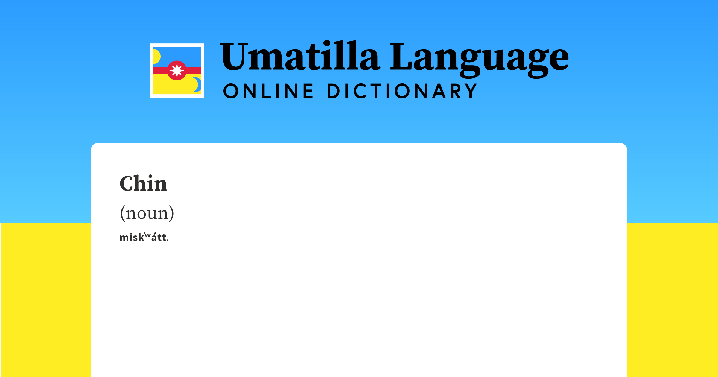 Chin – Umatilla Language Online Dictionary