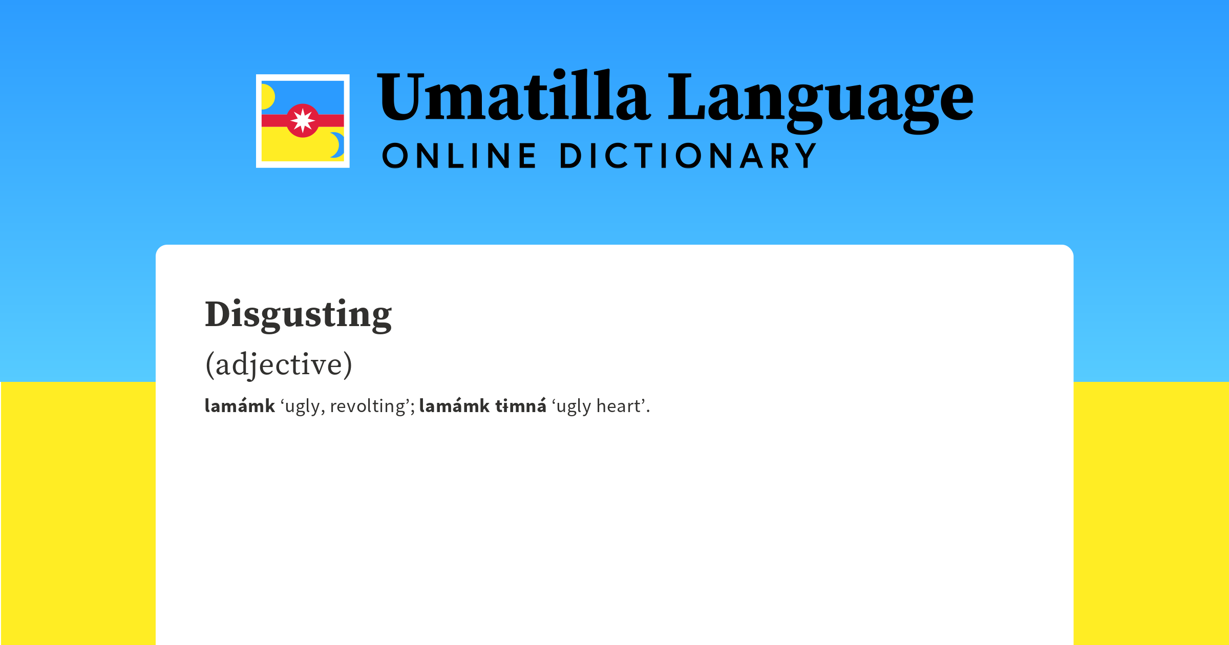 Disgusting – Umatilla Language Online Dictionary