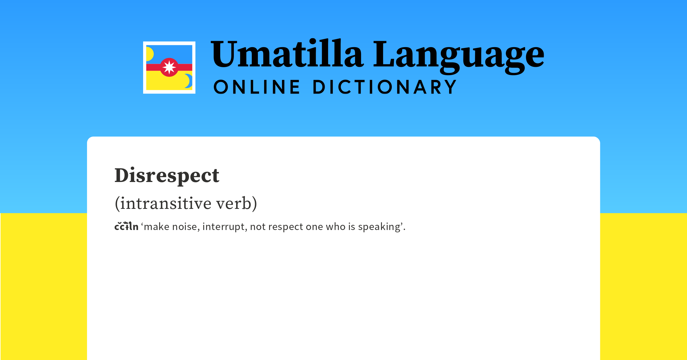 Disrespect – Umatilla Language Online Dictionary