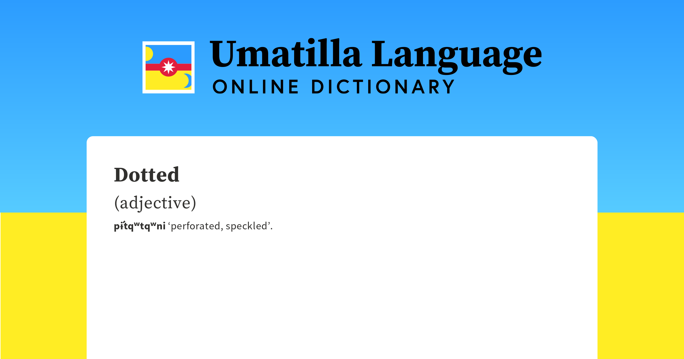 Dotted – Umatilla Language Online Dictionary