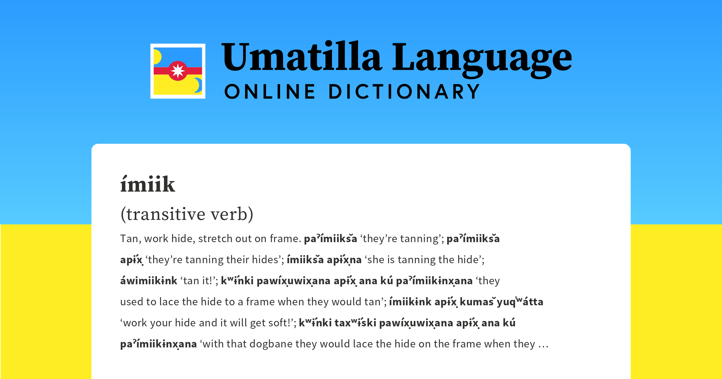ímiik – Umatilla Language Online Dictionary